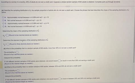 Solved A Deseribe The Somping Distrbution Of P The Sample