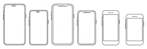 Premium Vector Smartphone Thin Line Templates Mockup Collection Mobile Phone Frames Vector