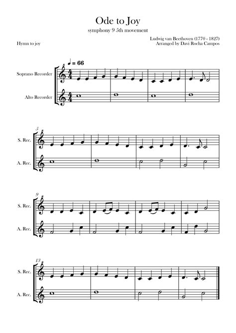 Ode To Joy Symphony 9 5th Movement Arr Davi Rocha Campos By Davi
