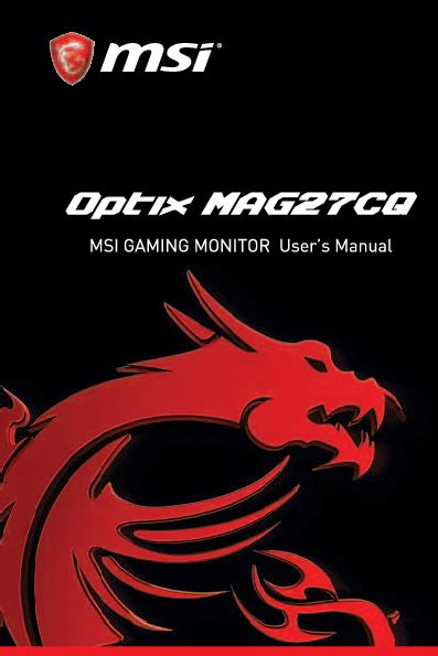 Msi Optix Mag Cqr User Manual Safety Measures Assembly And Warranty Card
