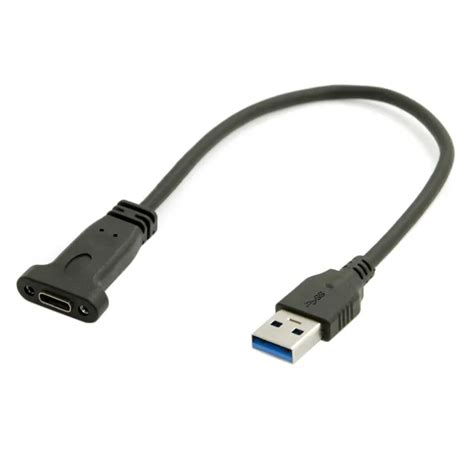 USB C USB Type C Female To USB A Male Data Cable Cm With Panel Mount Screw Hole