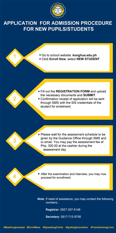 Enrollment Procedure Kong Hua School