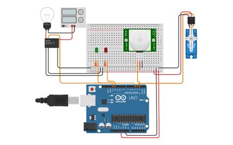 Circuit Design Project Arduino Sensor Gerak Pir Tinkercad