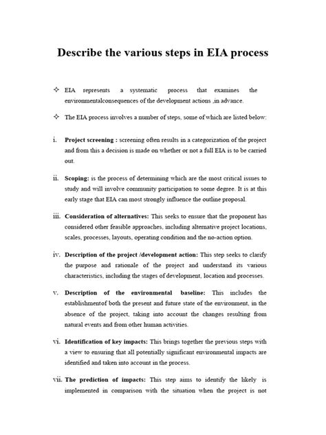 Describe The Various Steps In Eia Process Pdf