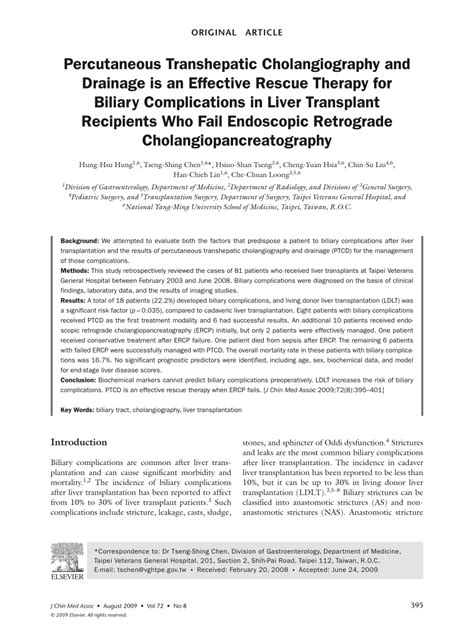 Pdf Percutaneous Transhepatic Cholangiography And Drainage Is An Effective Rescue Therapy For