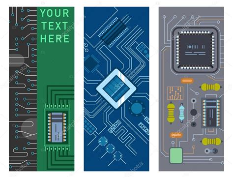 Computer Ic Chip Template Microchip Brochure Circuit Board Design Abstract Background Vector