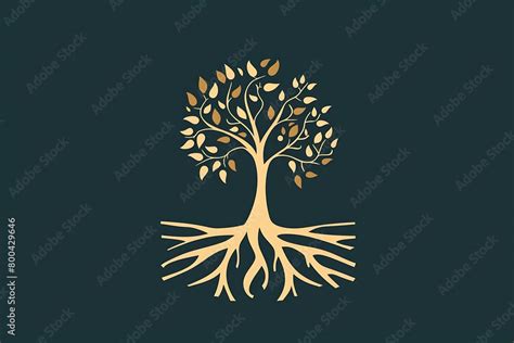 A Logo Depicting A Stylized Tree With Roots Embodying Growth And Foundation Stock Illustration