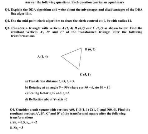 Solved Q Explain The Dda Algorithm And Write About The Chegg