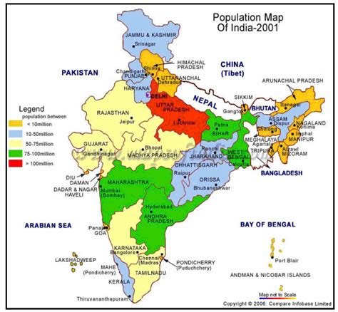 Map Of India Showing The Population Of India 2001 Maps Of
