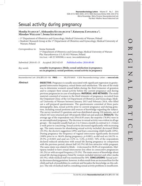 Pdf Sexual Activity During Pregnancy