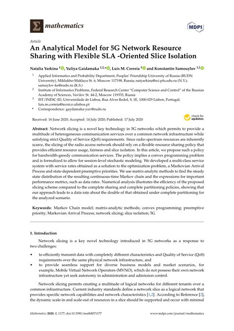 Pdf An Analytical Model For 5g Network Resource Sharing With Flexible