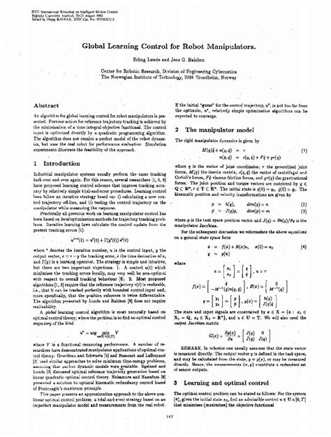 Global Learning Control For Robot Manipulators Ieee Conference