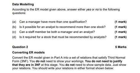 Solved Questions And In This Part Relate To The ER Model Chegg Com