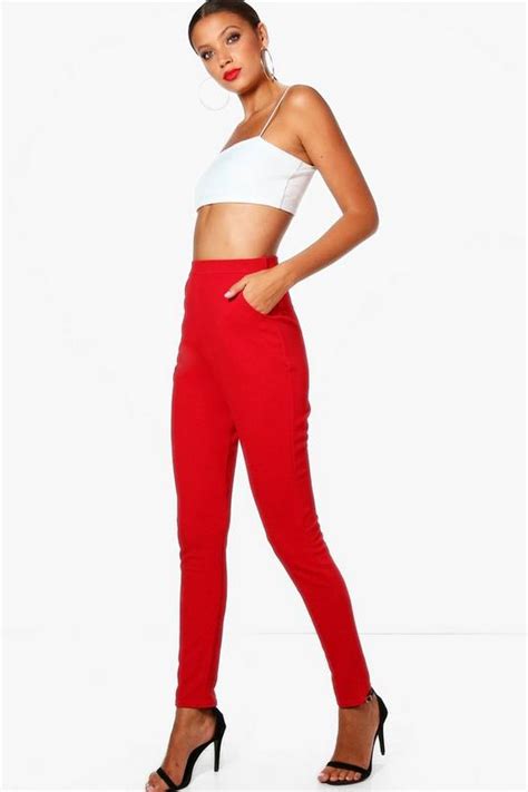 Tall Skinny Crepe 2 Pocket Trousers Boohoo Uk