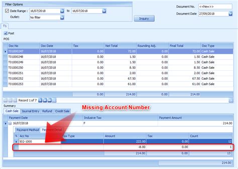 Pos35fnb Pos Posting Error Line 2 Invalid Account No Autocount