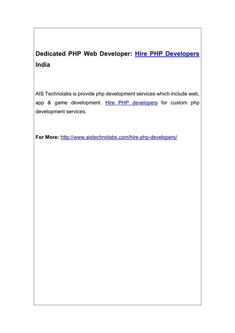 Ppt Dedicated Php Web Developer Hire Php Developers India Powerpoint