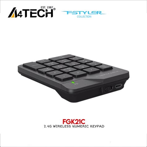 A4TECH FSTYLER FGK21C 2 4G Wireless Numeric Keypad Rechargeable Numpad Type C Adaptor Included