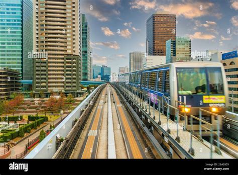 Yurikamome Automated Guideway Transit Train Tokyo Honshu Japan Stock