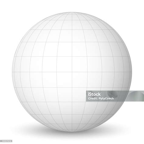 전면 보기 빈 행성 지구 화이트 글로브의 Meridians과 패 러 랠 또는 위도 및 경도 그리드와 3 차원 벡터 일러스트 레이 션 3차원 형태에 대한 스톡 벡터 아트 및