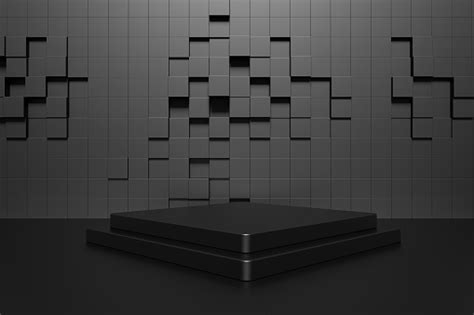 빈 제품 스탠드 및 프레임의 3d 렌더링 검정 최소 추상적 배경 0명에 대한 스톡 사진 및 기타 이미지 0명 3차원 형태 건설 플랫폼 Istock