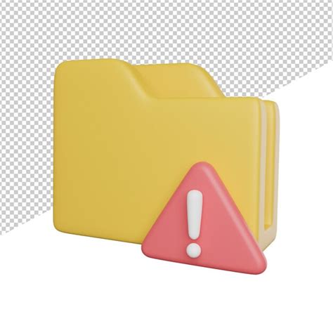 Premium Psd Warning Folder File Side View 3d Rendering Icon