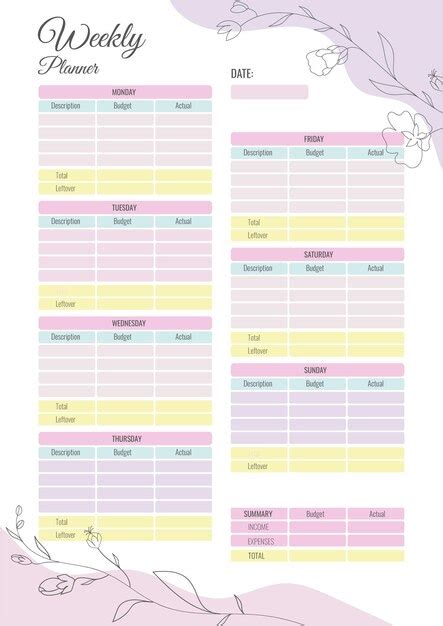 Premium Vector Vector Illustration Weekly Planner