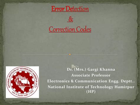 Error Detection And Correction Codes Ppt