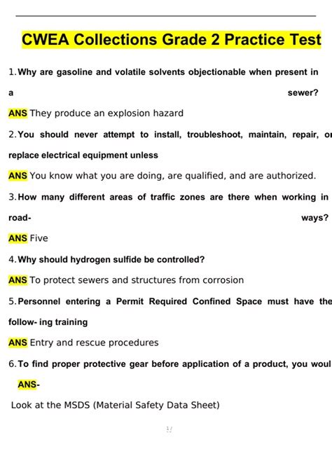 Cwea Collections Grade 2 Practice Test 2025 Questions And Answers 2025 2026 Verified