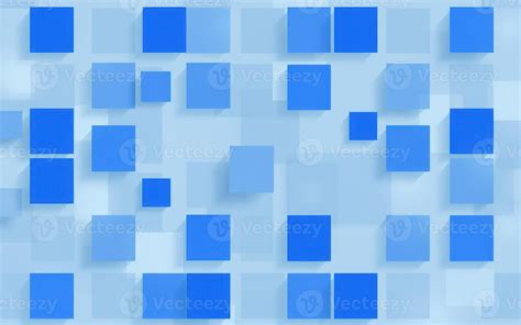 Abstract Blue Geometric Composition With Blocks Creating A Dynamic Visual Effect In A Digital