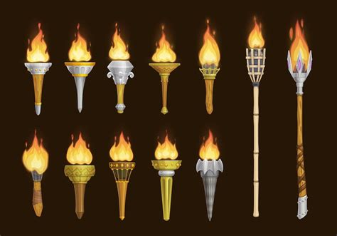 Premium Vector Cartoon Medieval Torches Vector Game Assets Of Ancient