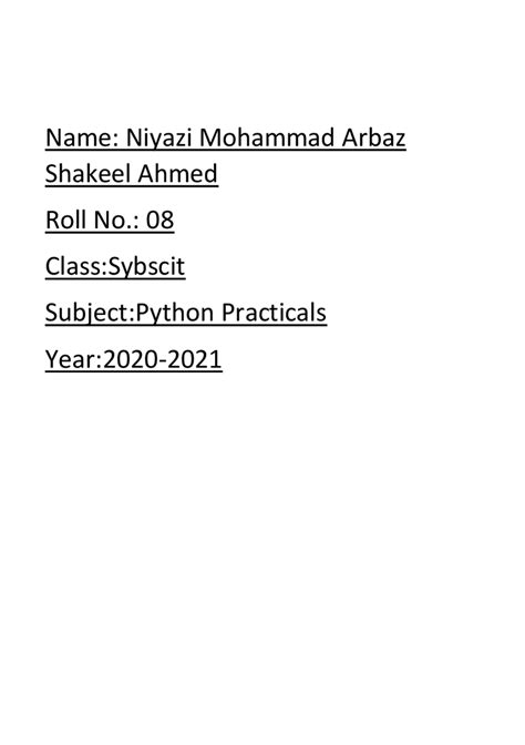 Bscit Sem 3 Python Practical Docsity