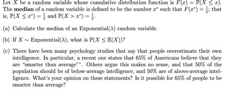 Solved Let X Be A Random Variable Whose Cumulative