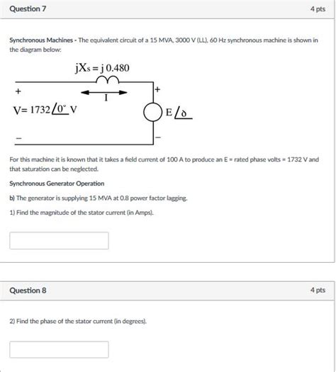 Solved Question 7 4 Pts Synchronous Machines The Equivalent