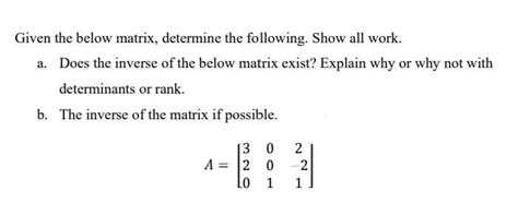 Answered Given The Below Matrix Determine The Bartleby