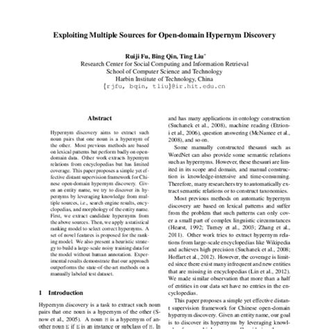 Exploiting Multiple Sources For Open Domain Hypernym Discovery Acl