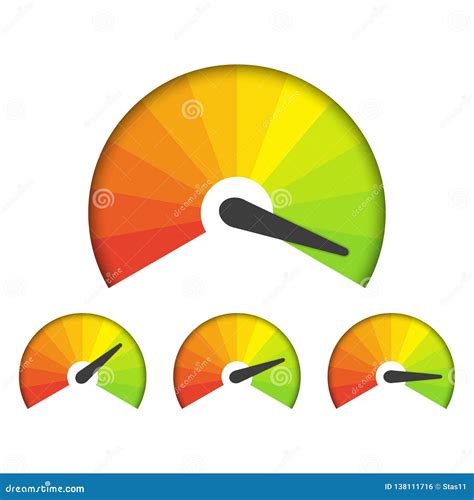Set Of Measuring Icons On A White Background Speedometer Icons Set Stock Vector Illustration
