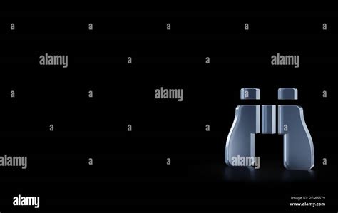 3d Rendering Of Frosted Glass Symbol Of Binoculars Isolated On Black