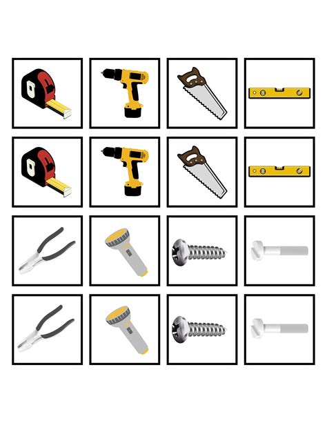 Tool Memory Matching Game Printable Etsy