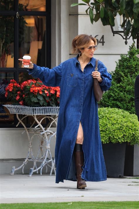 Jennifer Lopez Wore A Dramatic Jean Dress To Shop For Furniture In La