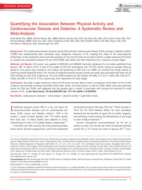 Wahid Et Al 2016 Quantifying The Association Between Physical Activity And Cardiovascular
