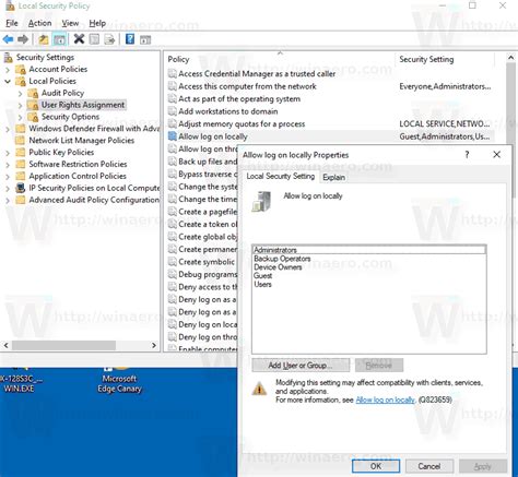 Specify Users And Groups Allowed To Sign In Locally To Windows 10