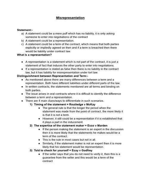 Misrepresentation Pdf Misrepresentation Damages