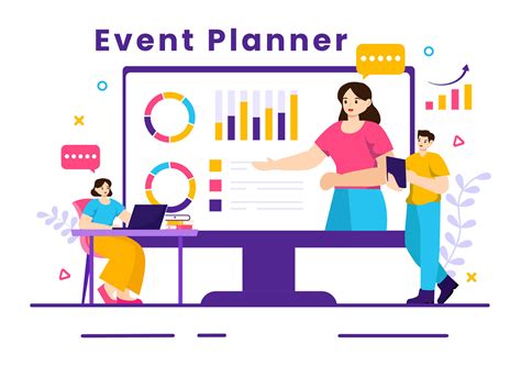 Event Planner Vector Illustration With Planning Schedule Time Management Business Agenda And