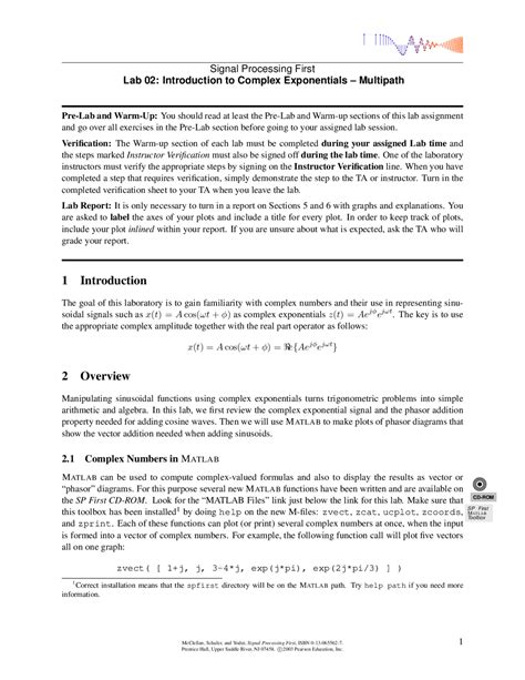 Signal Processing First Lab 02 Introduction To Complex Exponentials