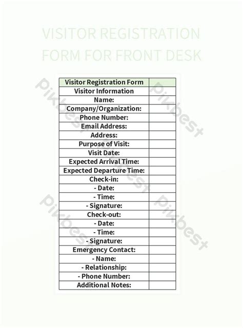 front desk visitor registration form simplifying the check in process