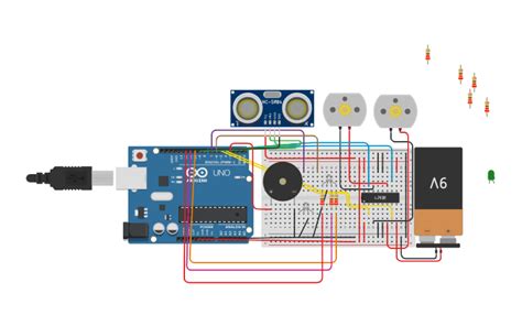 Circuit Design Arduino L239d Con Sensor Ultrasonico Led Y Alarma Tinkercad
