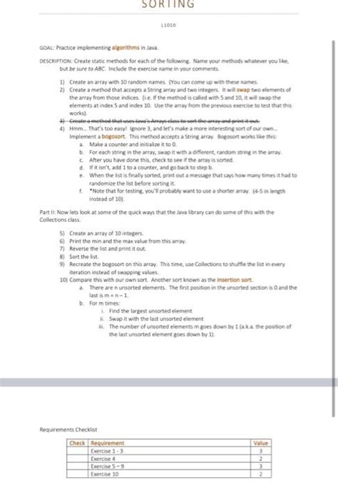 Solved Goal Practice Implementing Algorithms In Java