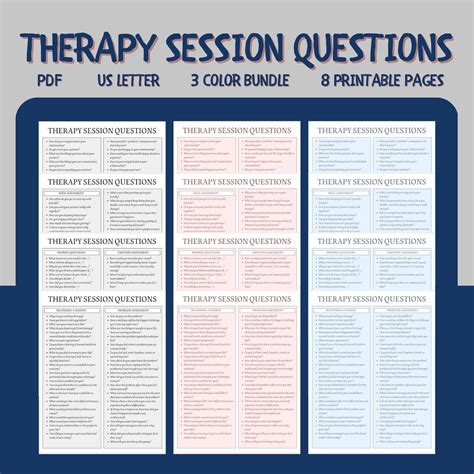 Therapy Session Questions Bundle Therapy Counseling Notes Template