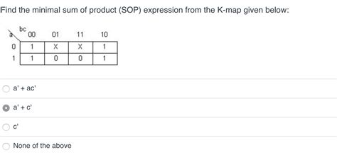 Solved Find The Minimal Sum Of Product Sop Expression From