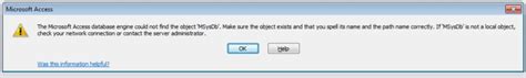 Solved The Microsoft Access Database Engine Could Not Find The Object